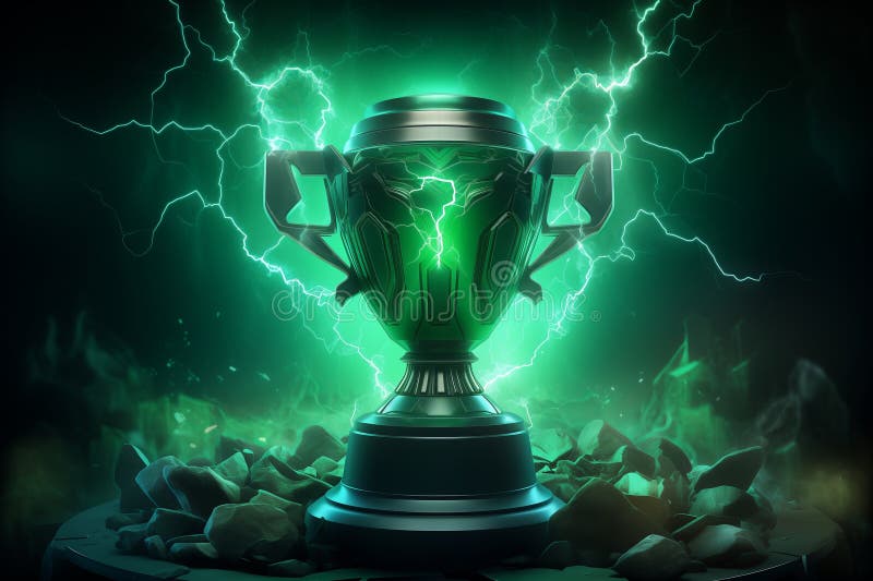 Trophy Emitting Green Light Stock Illustration - Illustration of symbol ...