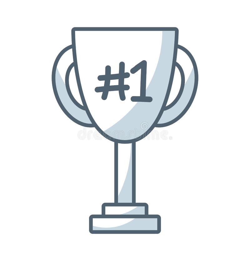First Place Trophy Line Icon. Stock Vector - Illustration of golden ...