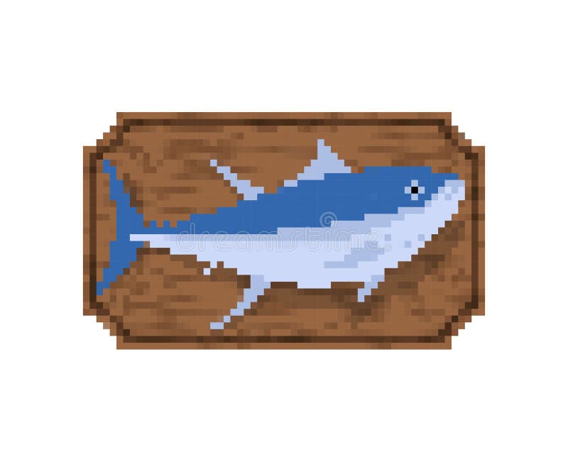 Trophy Fish on Board Pixel Art. 8 Bit Fish Interior Decor Stock Vector ...