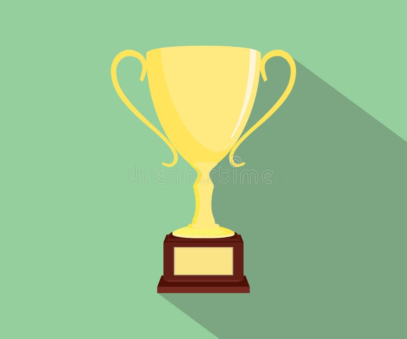 Trophy Flat Isolated with Green Background and Long Shadow Stock Vector ...
