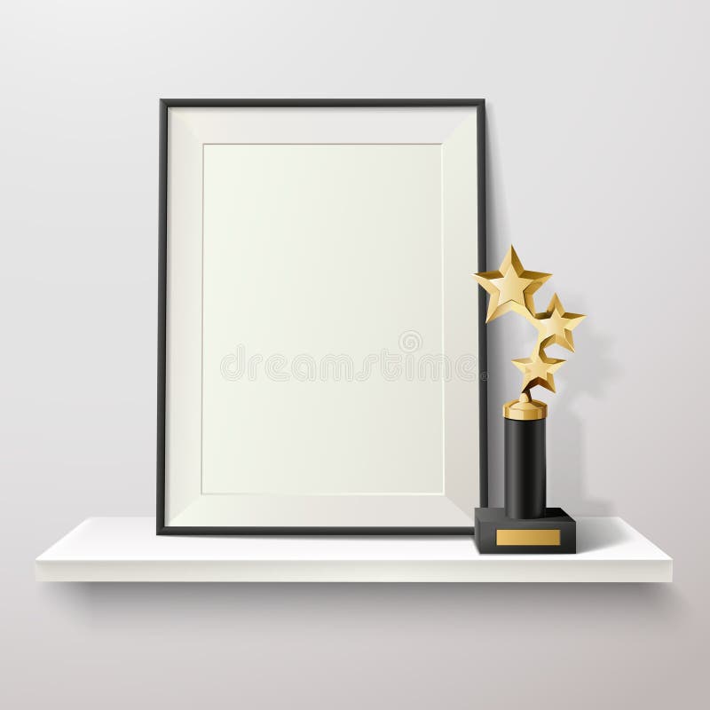 Trophy and Frame Realistic Composition Image Stock Vector ...