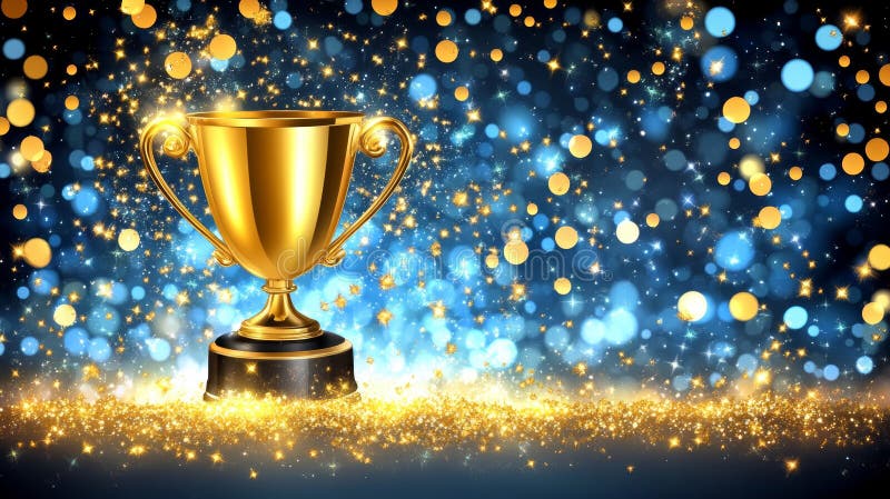 A Trophy in Gold, Adorned with a Glittering Background and Sparkling ...