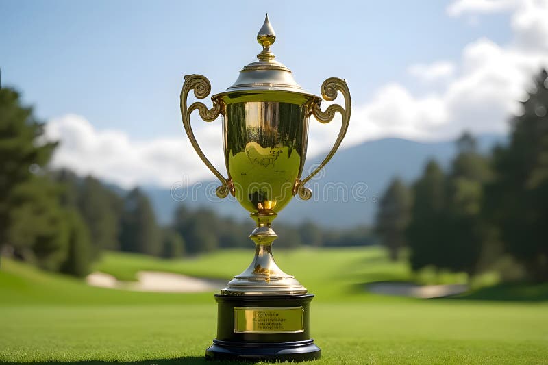 Trophy in the Golden Grass Field Stock Photo - Image of stadium ...