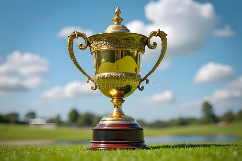 Trophy in the Golden Grass Field Stock Image - Image of goal, victory ...