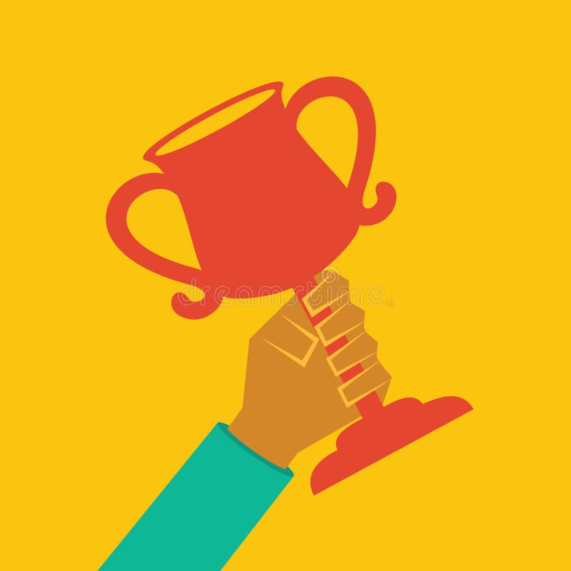 Trophy in hand stock vector. Illustration of businessman - 41791525
