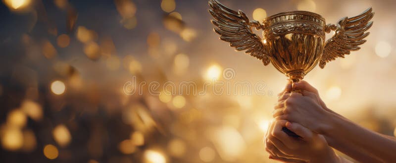 The Trophy Held Aloft Celebrates Victory and Achievement with Gleaming ...