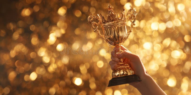 The Trophy Held High in Celebration of Success Against a Beautiful ...