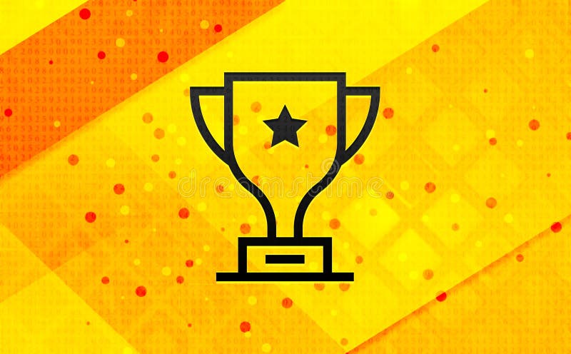 Trophy Icon Abstract Digital Banner Yellow Background Stock ...