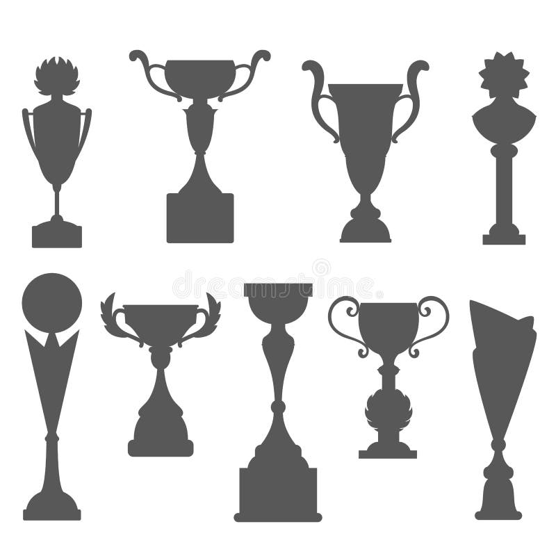 Trophy Icons Isolated on White Background. Award Cups Silhouettes ...