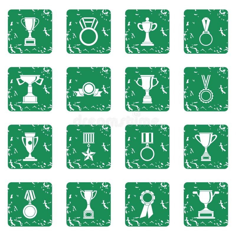 Trophy icons set grunge stock vector. Illustration of graphic - 96541933