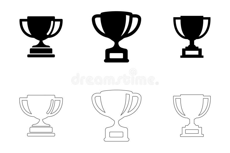 Trophy Icons Set Simple Clean and Smooth Solid and Outline Styles ...