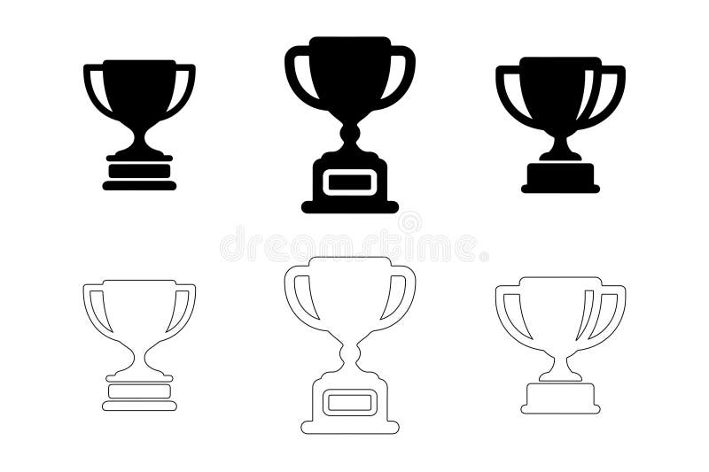 Trophy Icons Set Simple Clean and Smooth Solid and Outline Styles ...