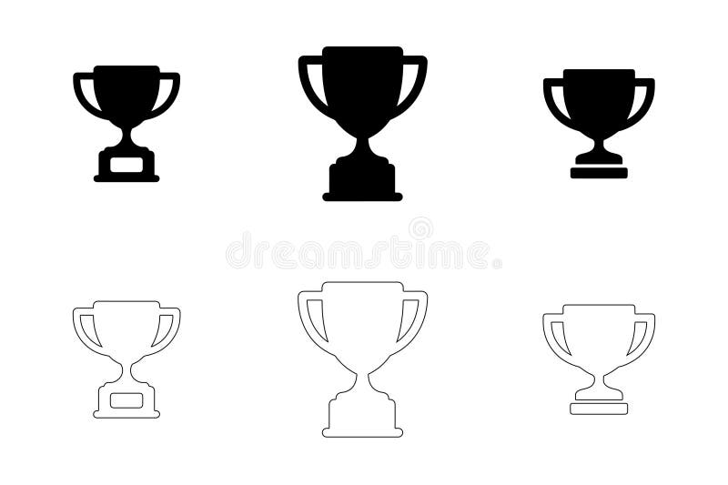 Trophy Icons Set Simple Clean and Smooth Solid and Outline Styles ...