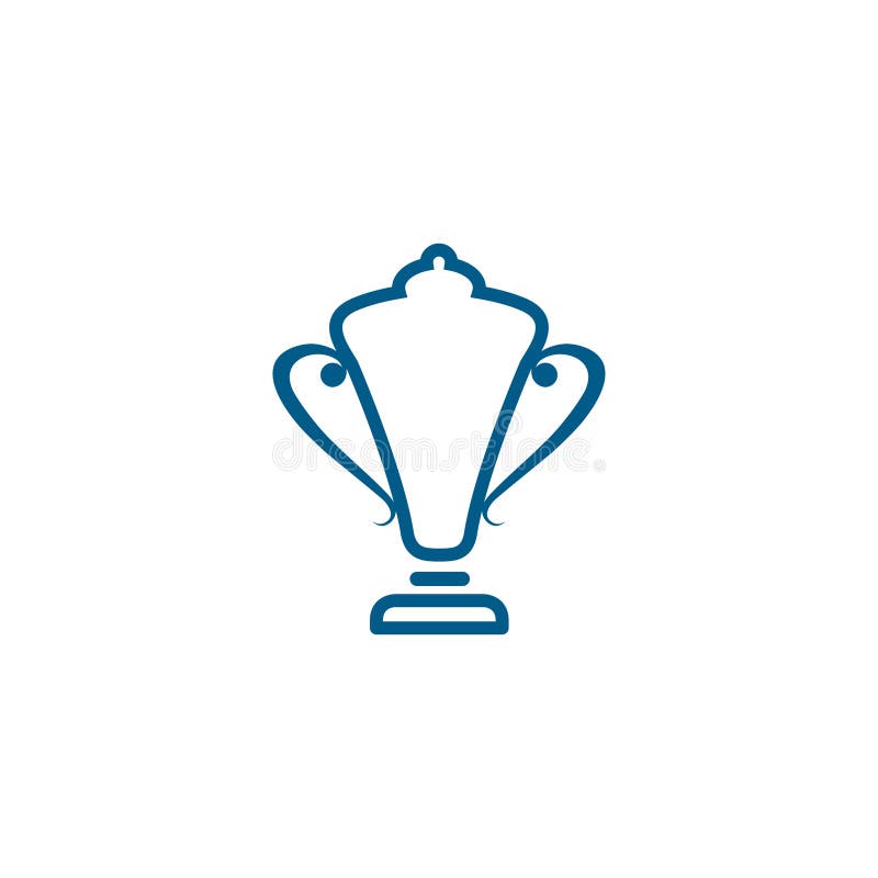 Trophy Line Blue Icon on White Background. Blue Flat Style Vector ...