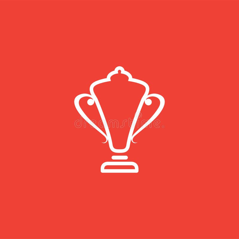 Trophy Line Icon on Red Background. Red Flat Style Vector Illustration ...