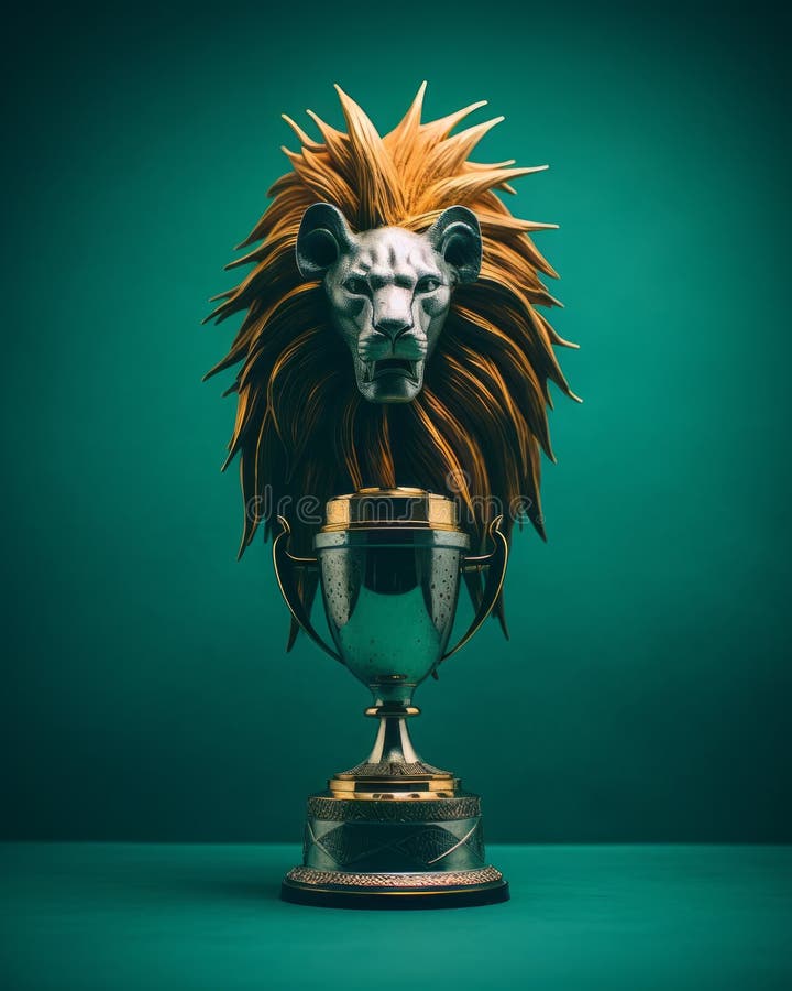 A Trophy with a Lion Head on Top of it Stock Illustration ...