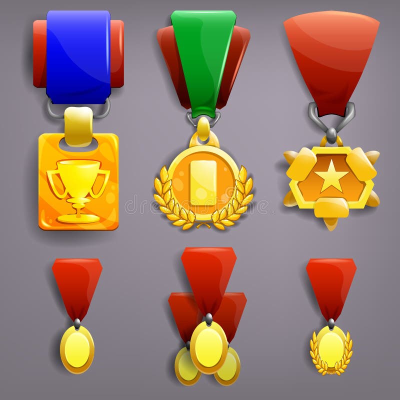 Trophy and medals set. stock vector. Illustration of rating - 70545962