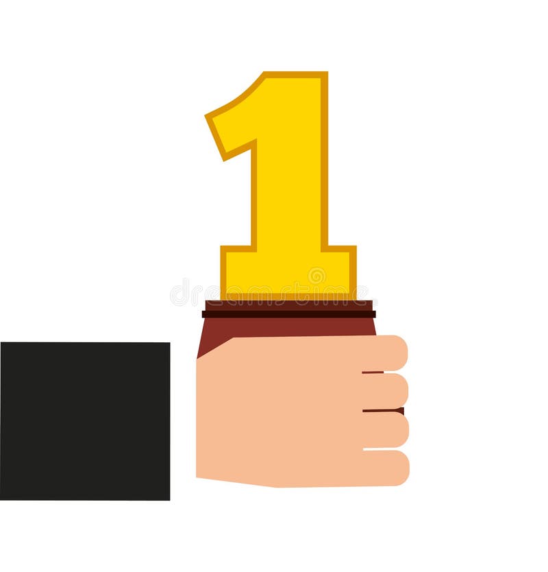 Trophy Number One Award Isolated Icon Stock Illustration - Illustration ...