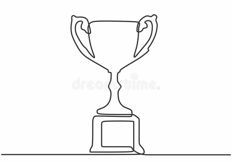 Trophy in One Continuous Single Line Art Drawing Style Isolated on ...