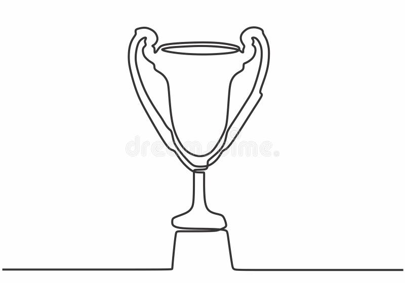 Trophy in One Continuous Single Line Art Drawing Style Isolated on ...