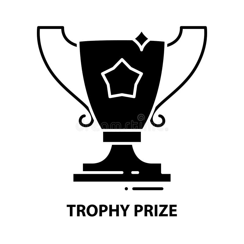 Trophy Prize Icon, Black Vector Sign with Editable Strokes, Concept ...