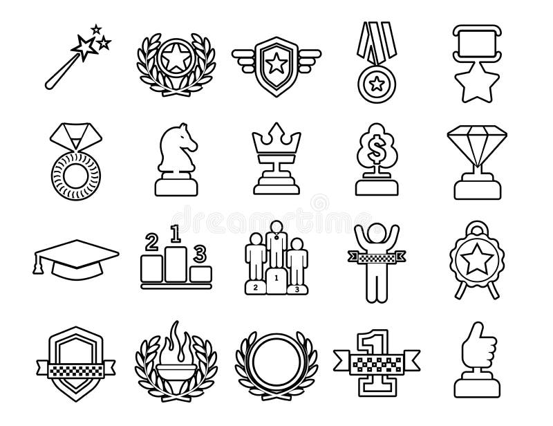 Trophy and Prize Symbol Line Icon on White Background Vector ...