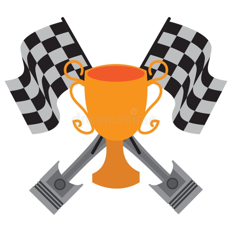 Trophy with Race Flags. Vector Illustration Decorative Design Stock ...