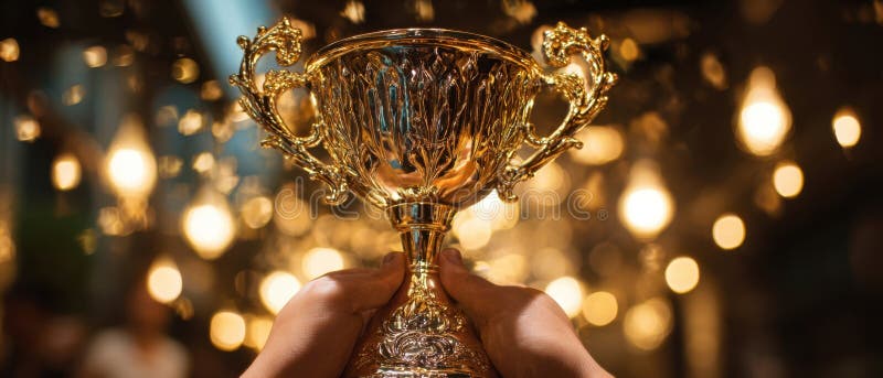 The Trophy Raised in Celebration of Victory Against a Backdrop of ...