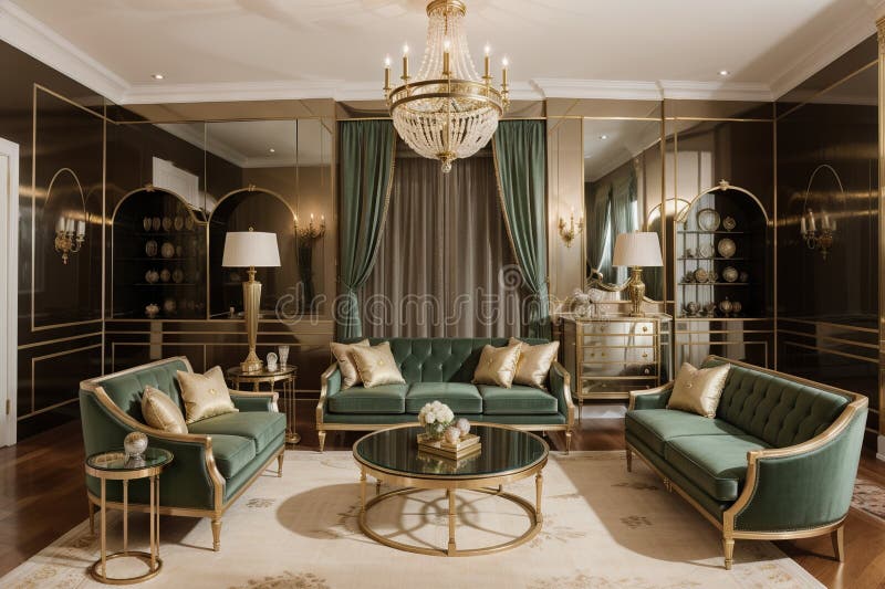 Showcasing Interior Design in Style Gilded Glory Stock Illustration ...
