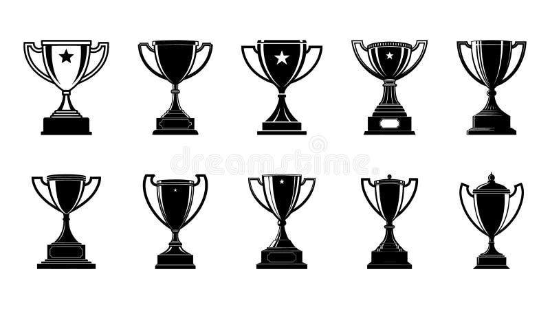 Trophy Silhouette Set. Big Pack of Award Icons Stock Vector ...