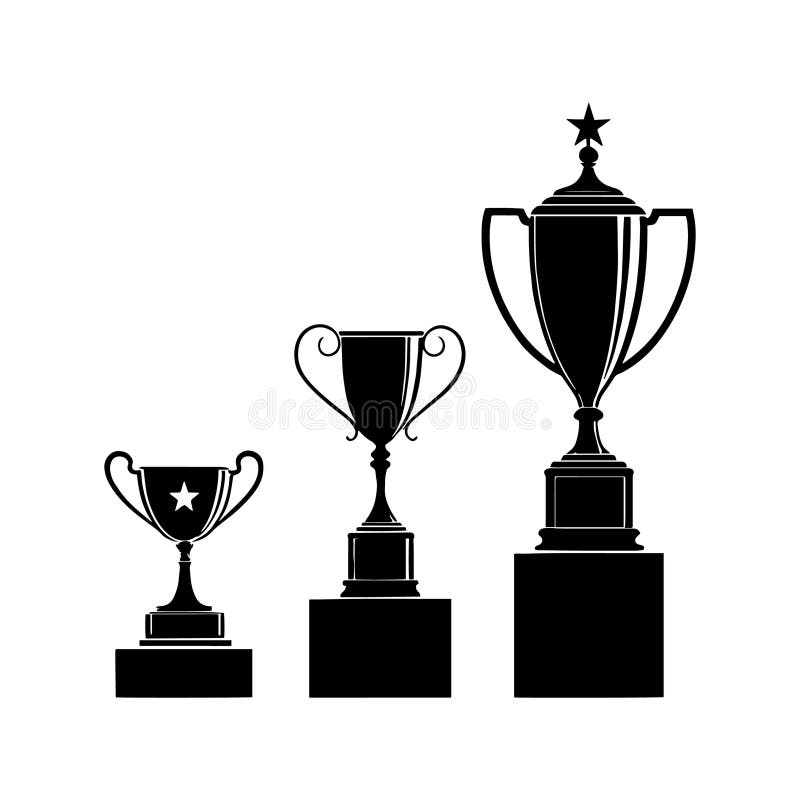 Trophy Silhouette Set. Big Pack of Award Icons Stock Vector ...