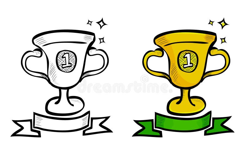 2 Trophy, Simple Vector Doodle Hand Draw Sketch Stock Vector ...