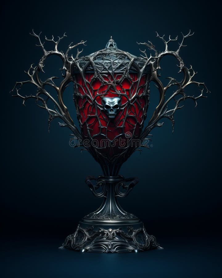 A Trophy with a Skull on Top of it Stock Illustration - Illustration of ...