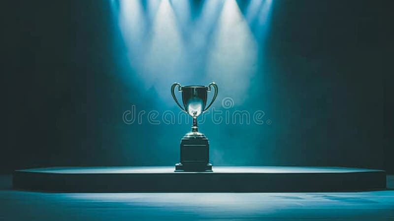 Trophy on Stage Platform with Spotlight. Generative Ai Stock ...