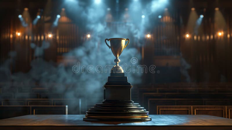 Trophy on Stage with Spotlight Stock Illustration - Illustration of ...