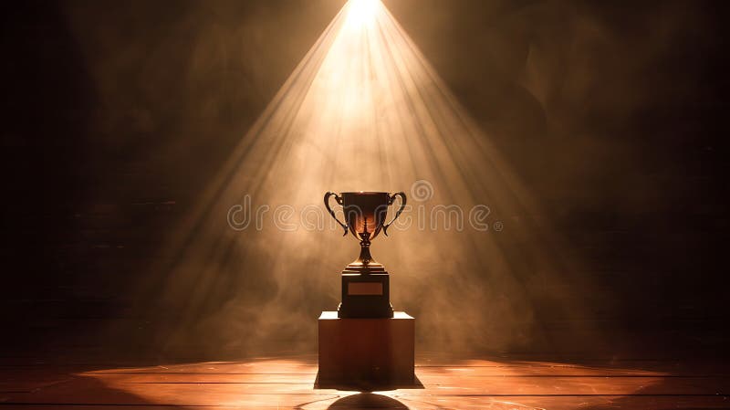 Trophy on Stage with Spotlight Stock Illustration - Illustration of ...