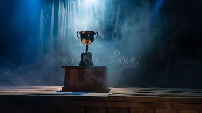Trophy on Stage with Spotlight Stock Illustration - Illustration of ...