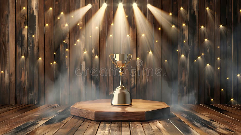 Trophy on Stage with Spotlight Stock Illustration - Illustration of ...