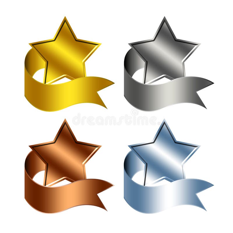 Trophy Stars, Reward, Ribbon Stock Illustration - Illustration of ...