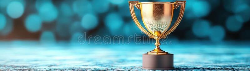 Trophy Symbol Shining in Gold Wide Angle Dramatic Lighting 3D Rendering ...