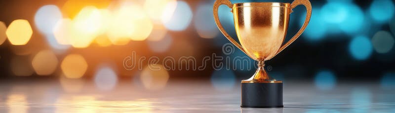 Trophy Symbol Shining in Gold Wide Angle Dramatic Lighting Stock ...