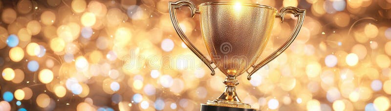 Trophy Symbol Shining in Gold Wide Angle Dramatic Lighting Stock ...