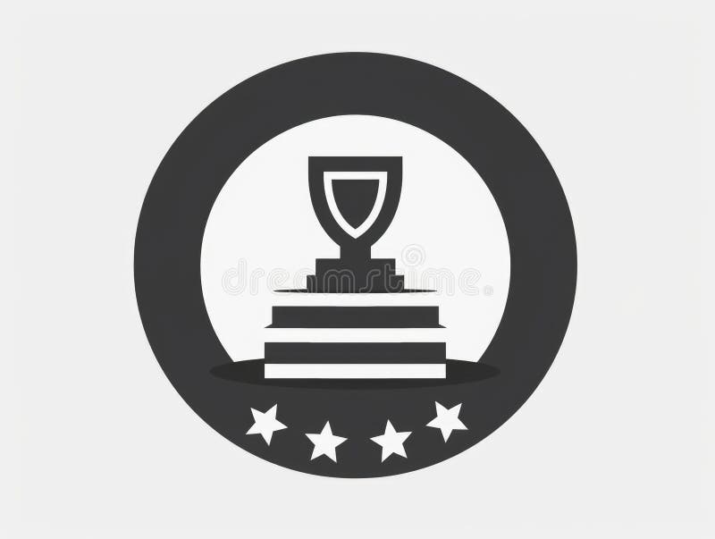 A Trophy is on Top of a Stack of Five Stars. the Trophy is Black and ...