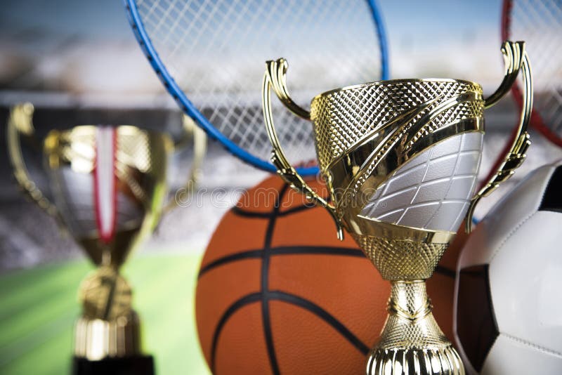 Trophy Winning, Sport Ball Background Stock Image - Image of medal ...