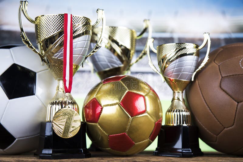 Trophy Winning, Sport Ball Background Stock Image - Image of medal ...