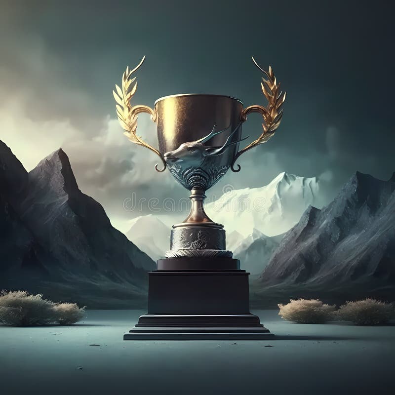 Trophy in Snow. Generative AI Stock Illustration - Illustration of gold ...
