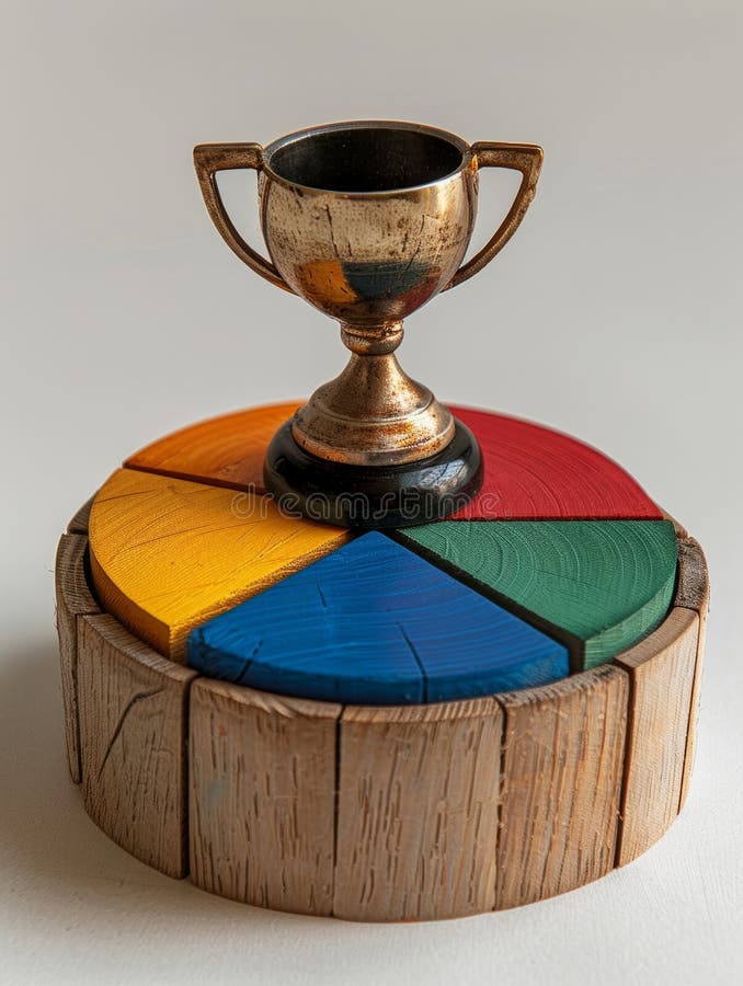 Trophy on Wooden Platform with Colored Segments Stock Image - Image of ...