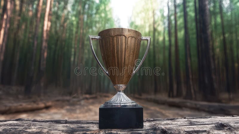 A Trophy on a Wooden Surface in a Forest Setting. Stock Illustration ...