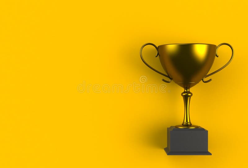 Trophy on yellow plank stock image. Image of award, group - 135835823