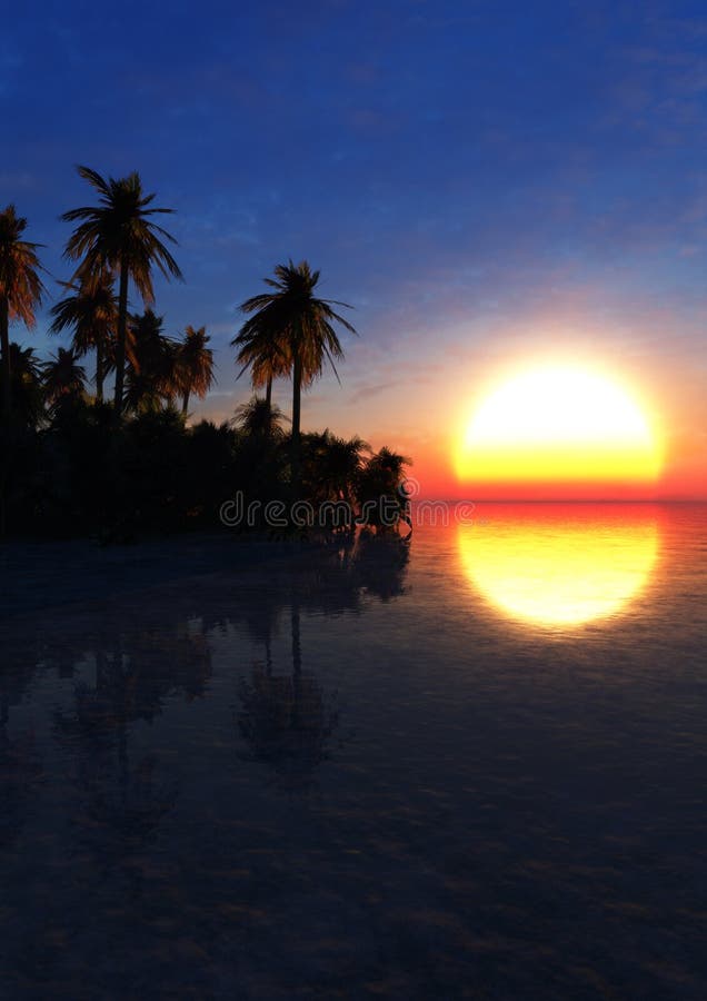 Tropic Environment Sunset stock illustration. Illustration of design ...